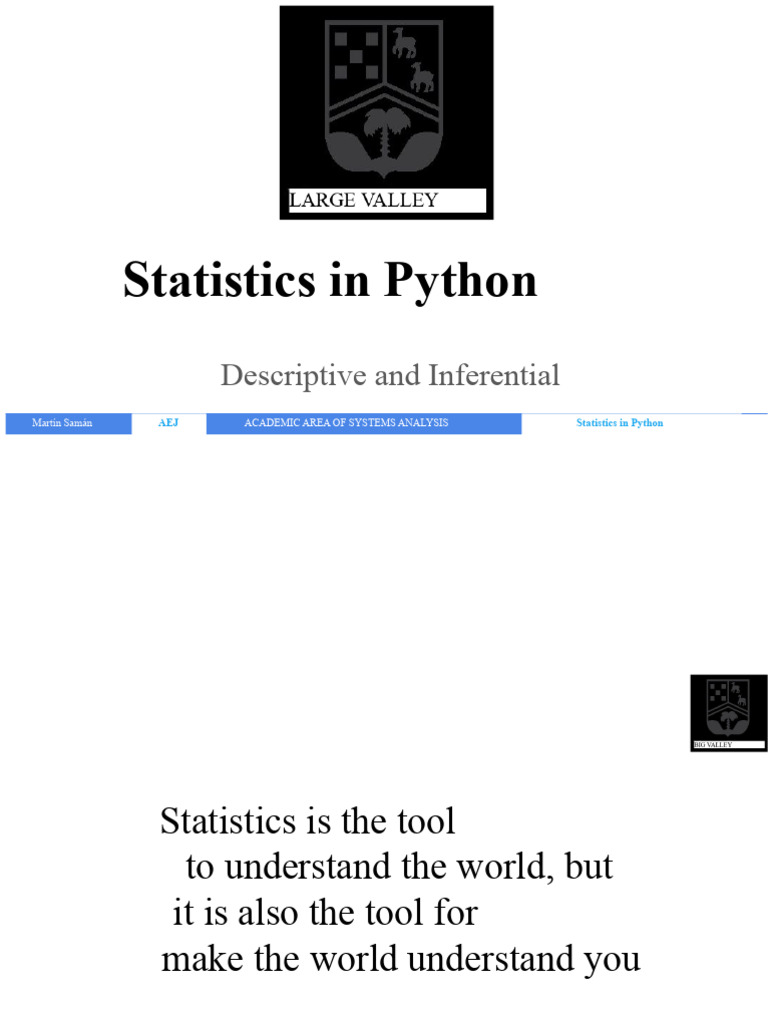 03. Statistics in Python | PDF | Statistics | Statistical Inference