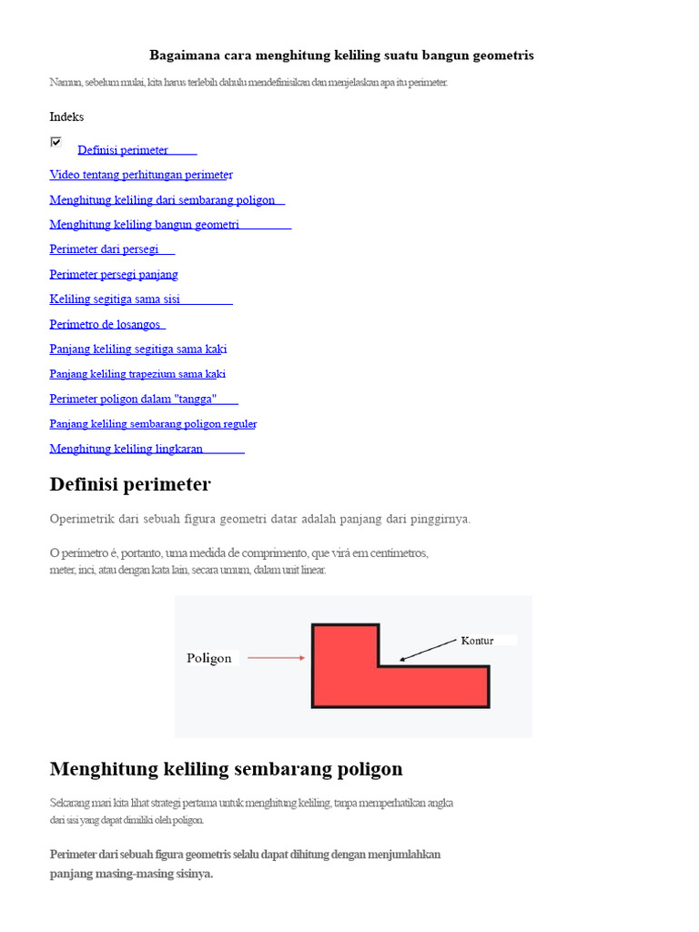 Bagaimana cara menghitung keliling sebuah bangun geometri | PDF