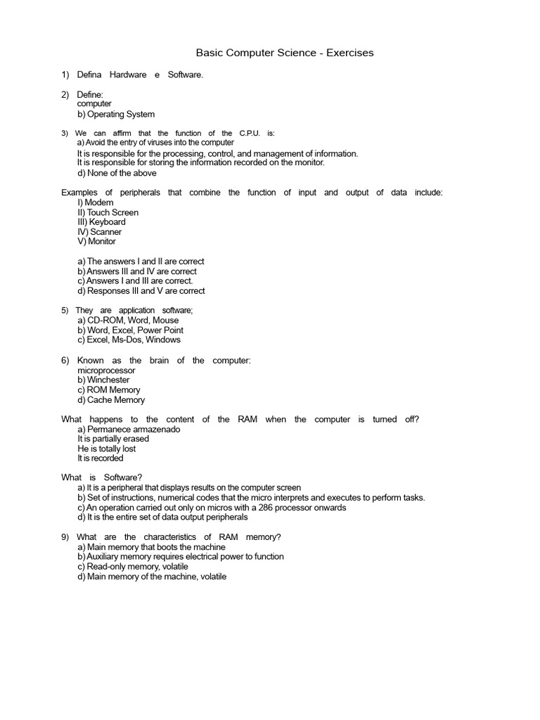 Computer Science Basics: Key Concepts | PDF | Central Processing Unit ...