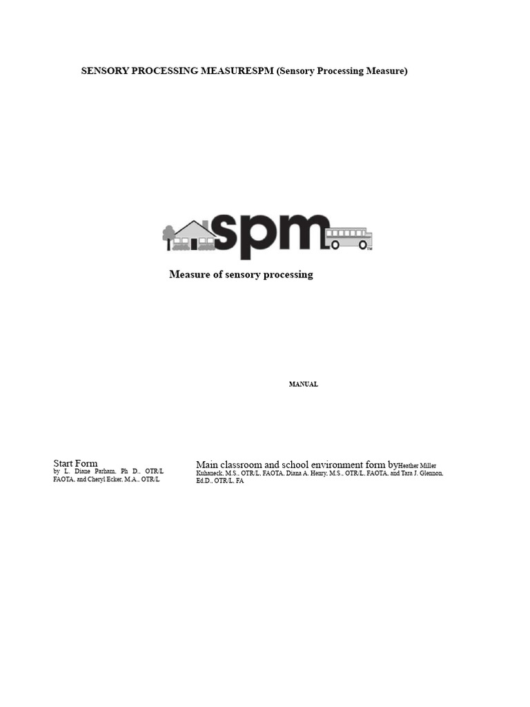Sensory Processing Measure Manual | PDF | Standard Score | Perception