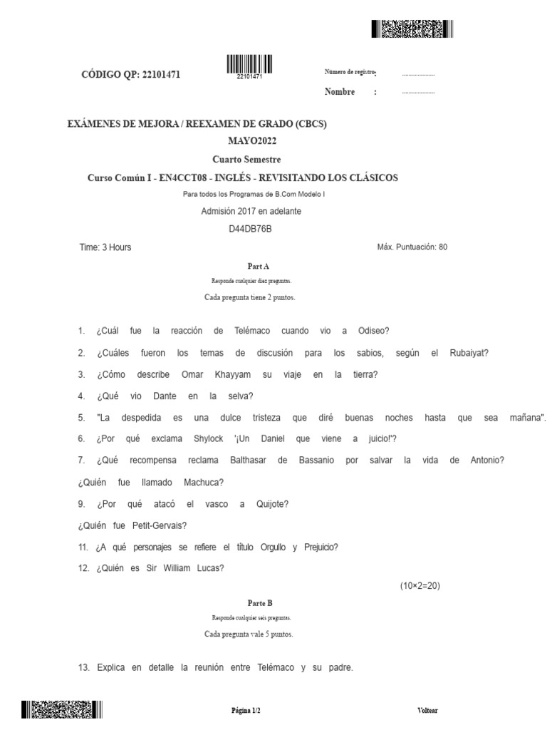 Inglés 2022 - Revisando Los Clásicos (T) | PDF