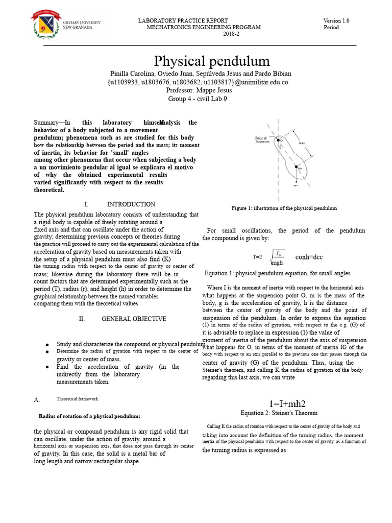 Physical pendulum | PDF | Pendulum | Oscillation