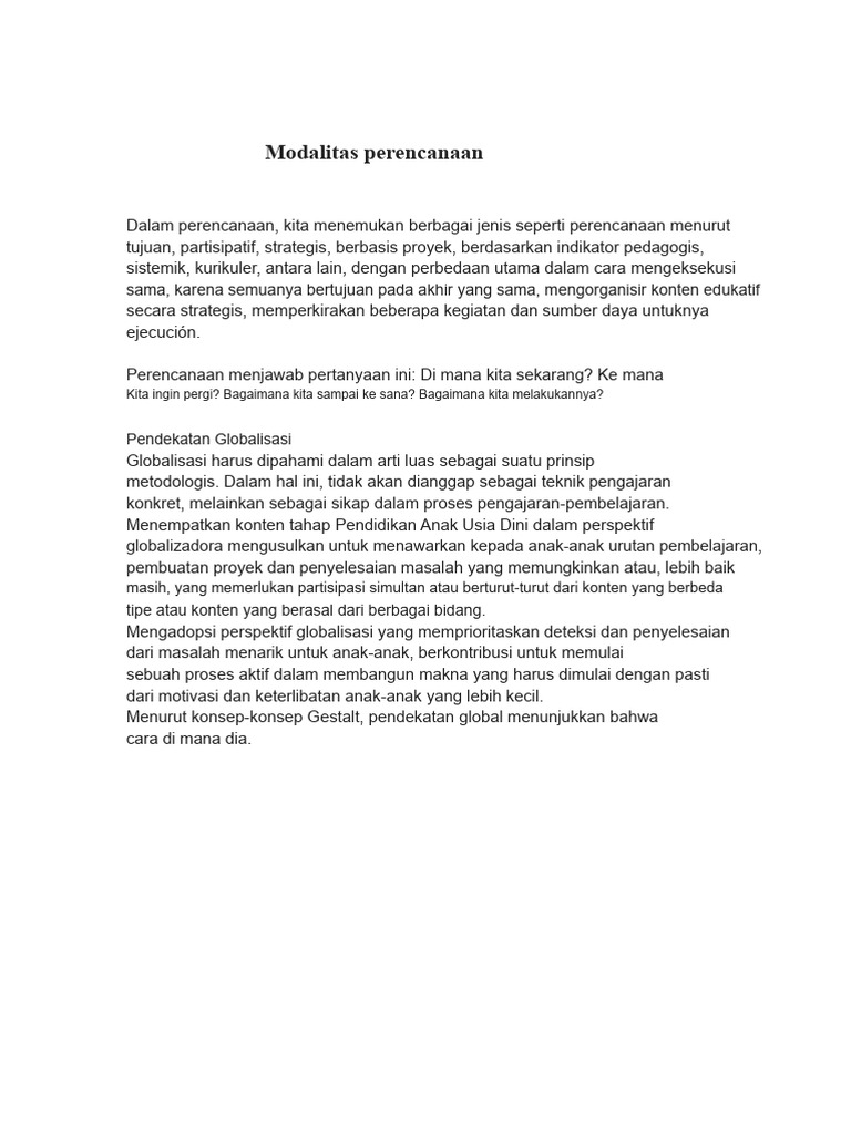 Modalitas Perencanaan Pendidikan Efektif | PDF