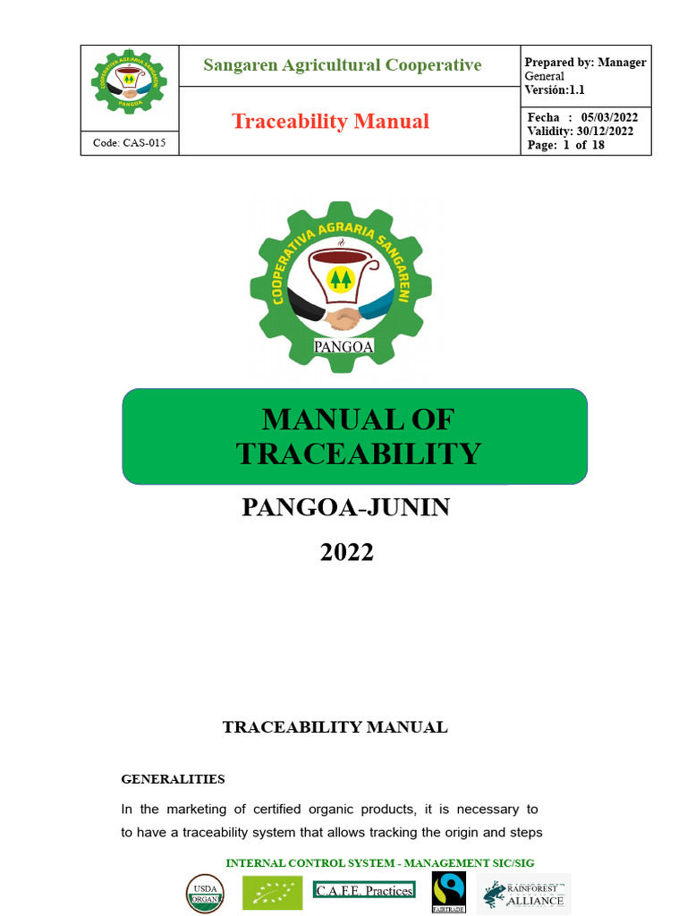 Traceability Manual | PDF | Coffee | Agriculture