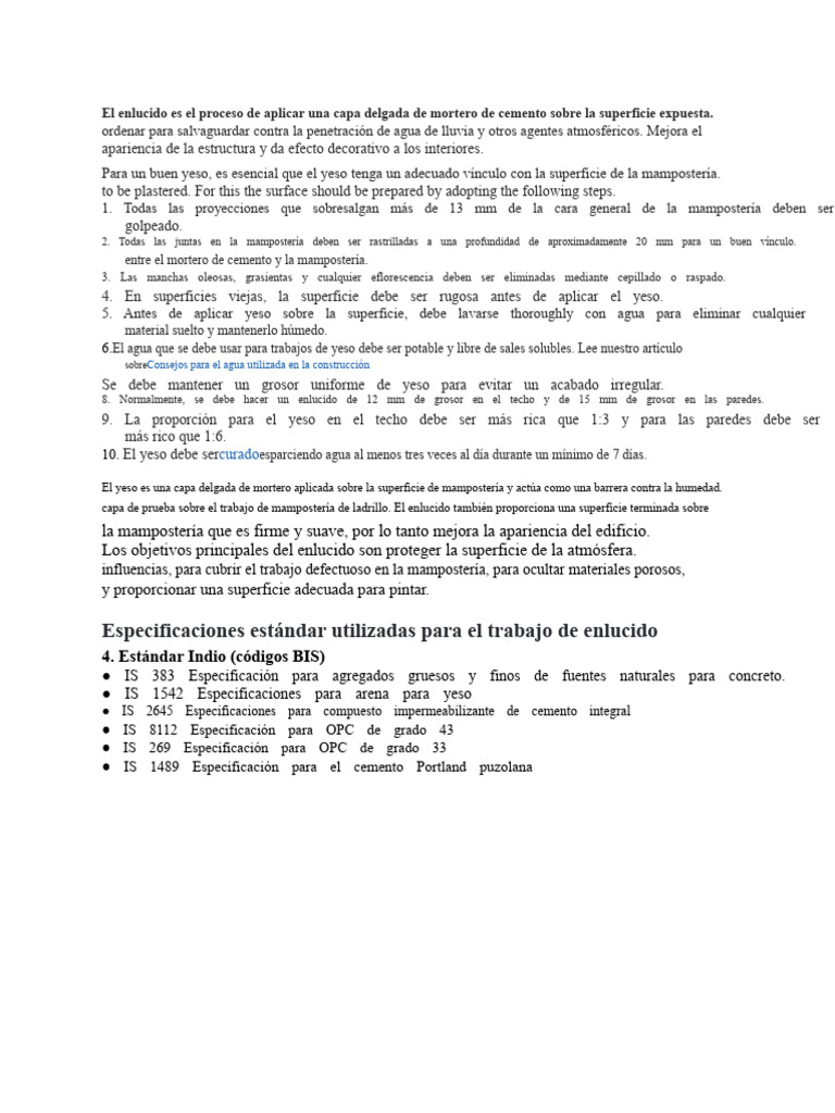 Enlucido | PDF | Yeso | Cemento