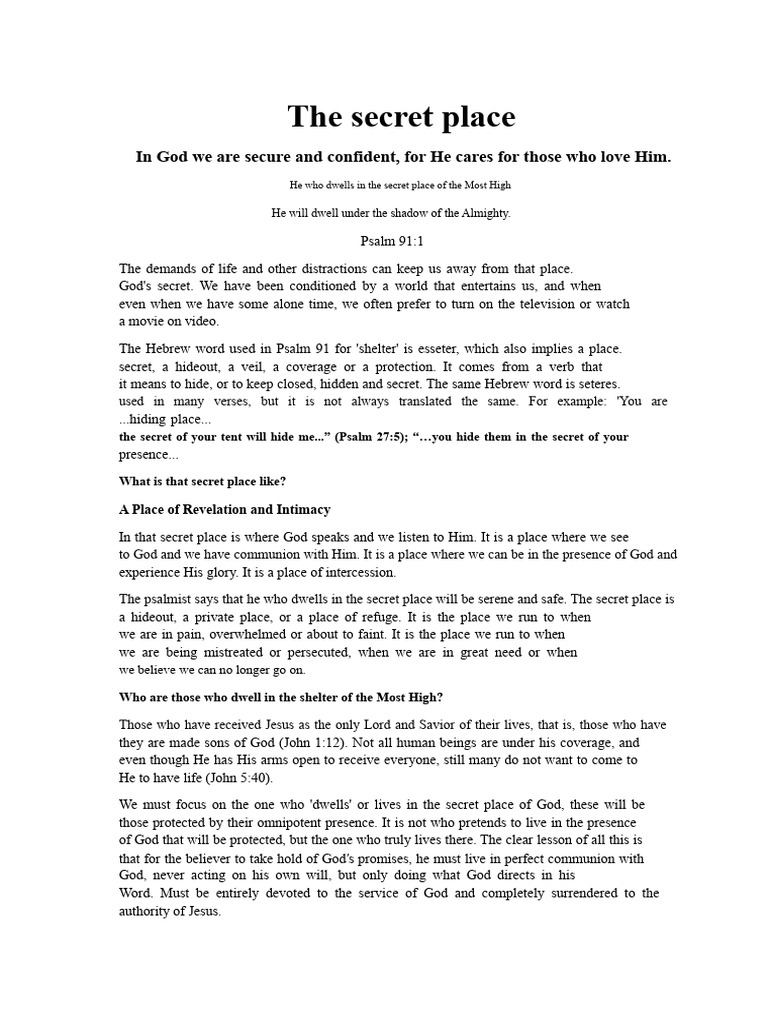 The secret place | PDF | God | Faith