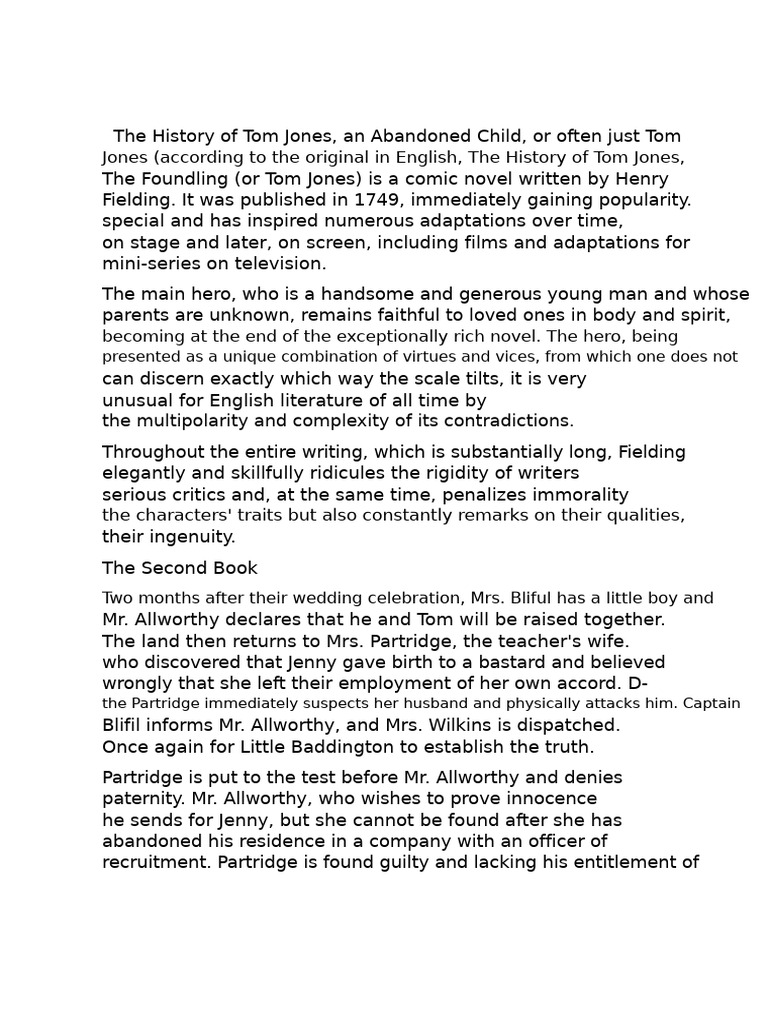 The History of Tom Jones | PDF | The History Of Tom Jones, A Foundling