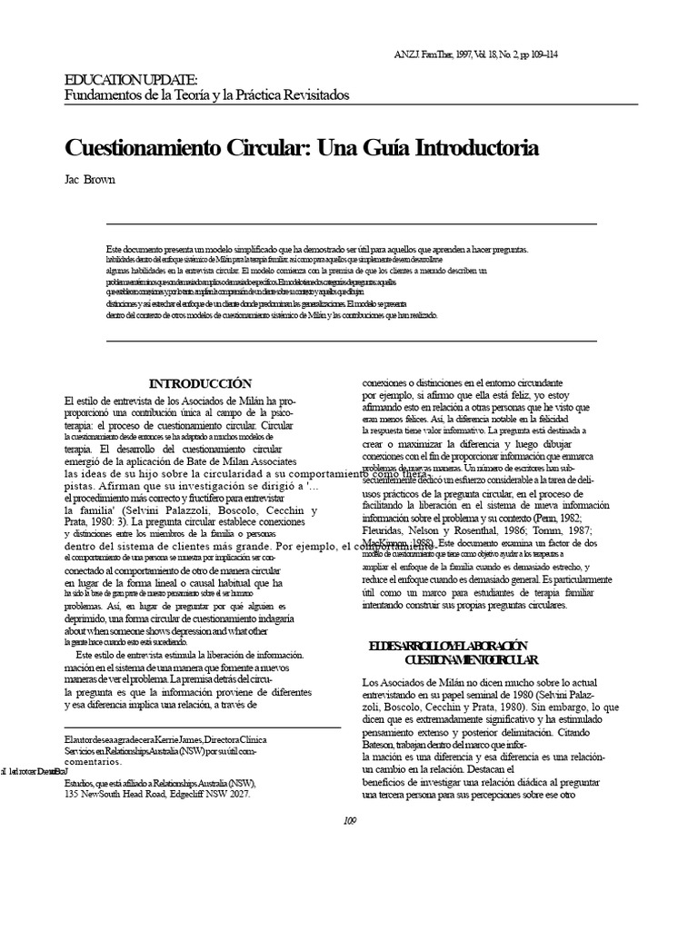 Circular Questioning: Una guía introductoria - Jac Brown.pdf | PDF ...