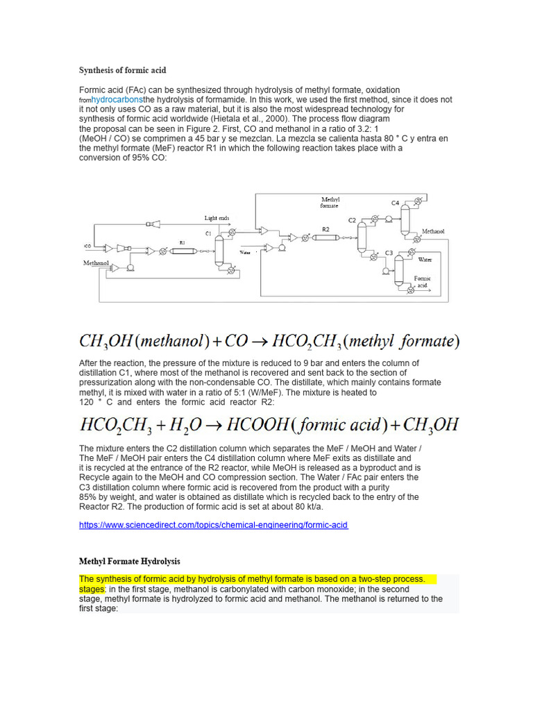 Formic Acid Synthesis Methods Explained | PDF | Methanol | Catalysis