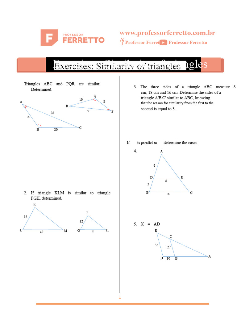 Similarity of Triangles Exercises | PDF | Triangle | Geometric Shapes