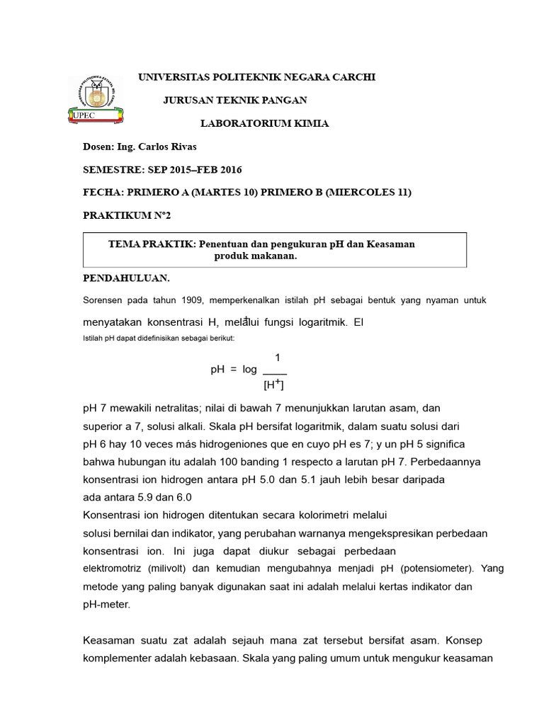 Pengukuran pH dan Keasaman Makanan | PDF