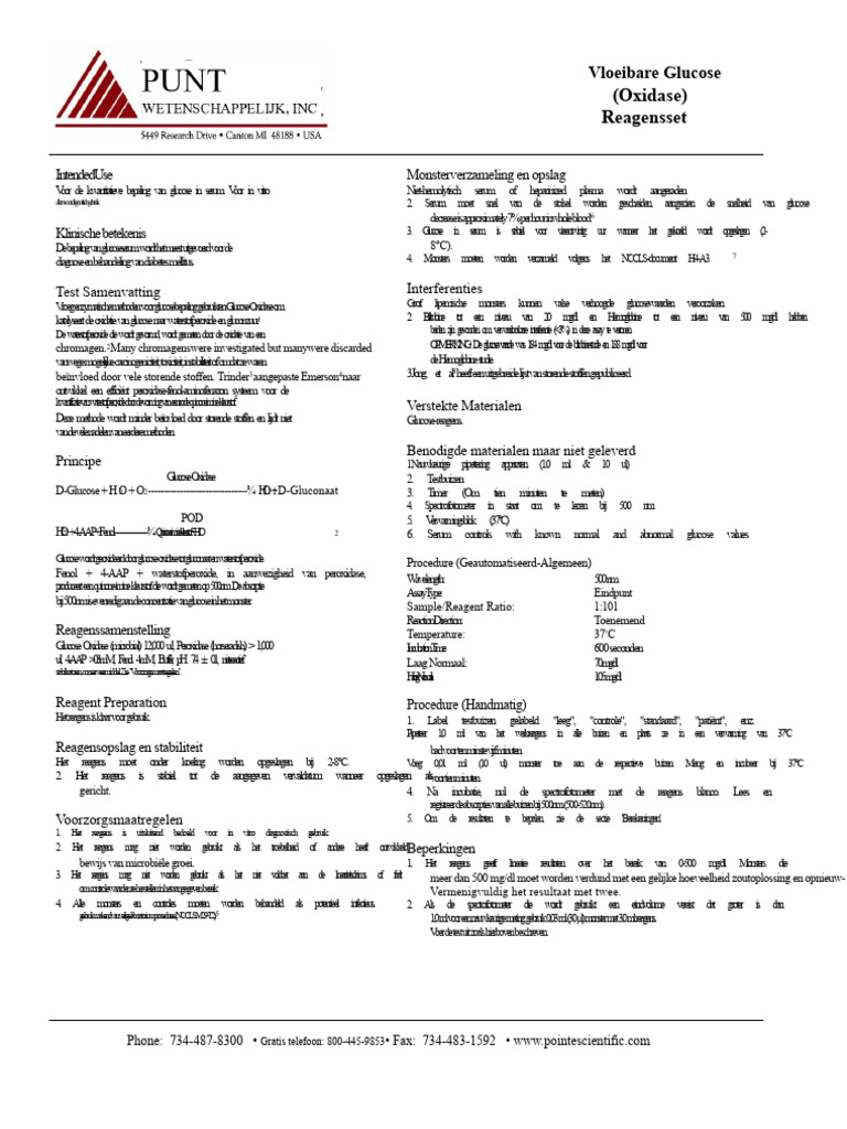 Pointe Scientific GOx G7521-01-934 | PDF