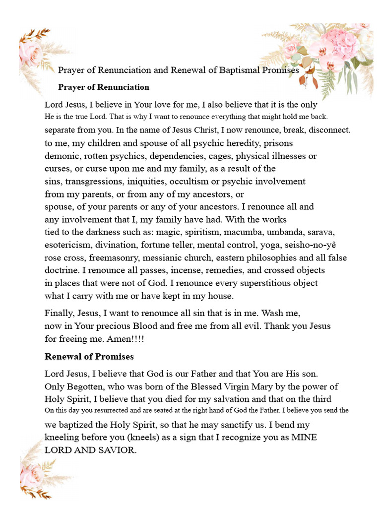 Prayer for Renunciation and Renewal | PDF