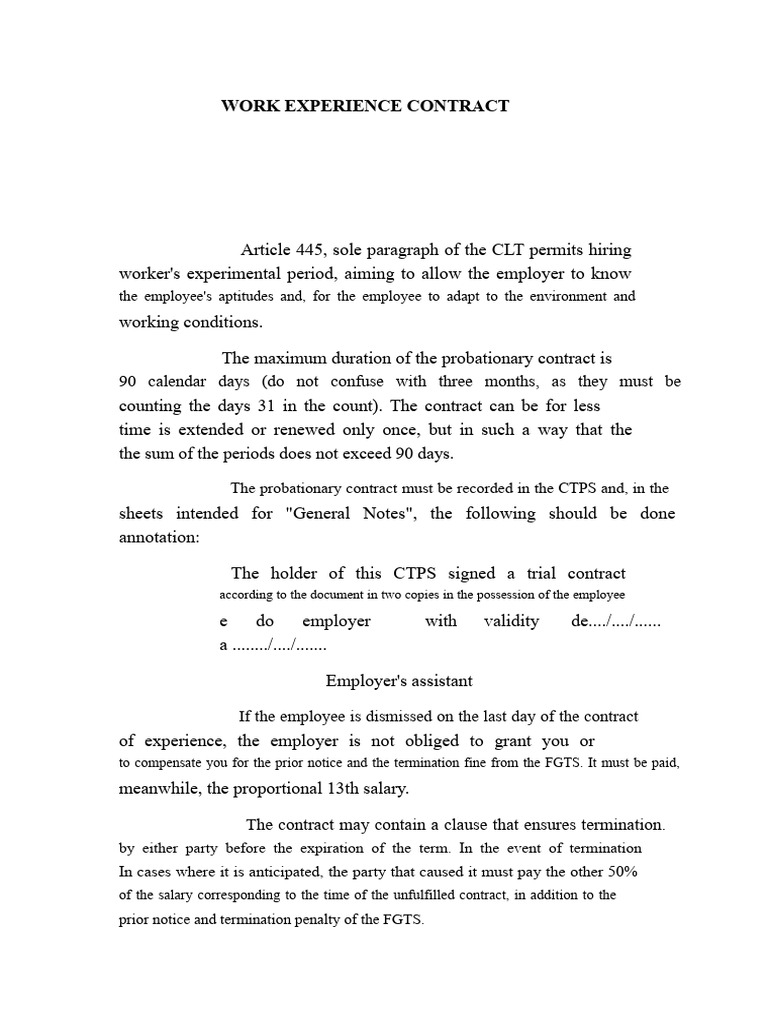 16 - Work - Experience - Contract | PDF | Employment | Salary