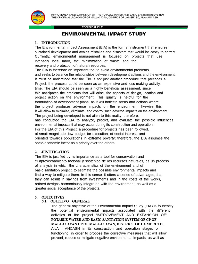Environmental Impact Study for Water System Expansion | PDF ...