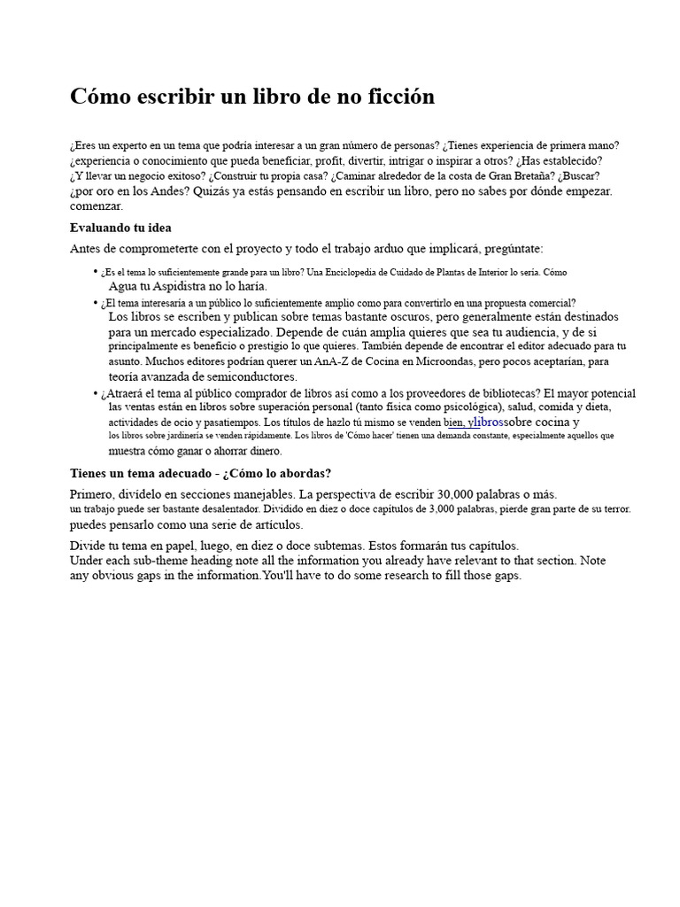 Guía para Escribir un Libro de No Ficción | PDF | Libros | Escritores
