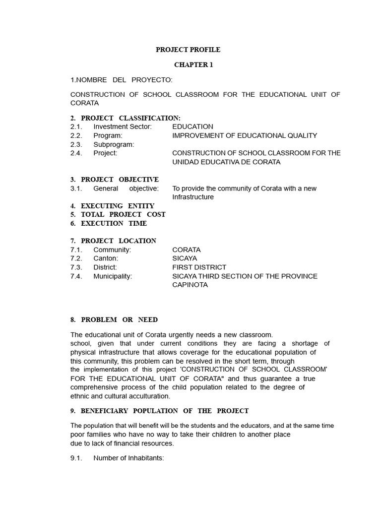 School Classrooms Project Profile | PDF