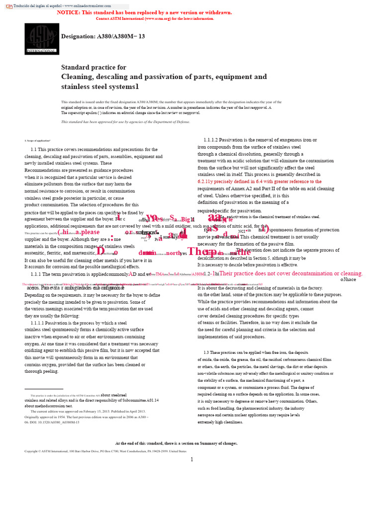 ASTM A380/A380M: Stainless Steel Passivation | PDF | Stainless Steel ...