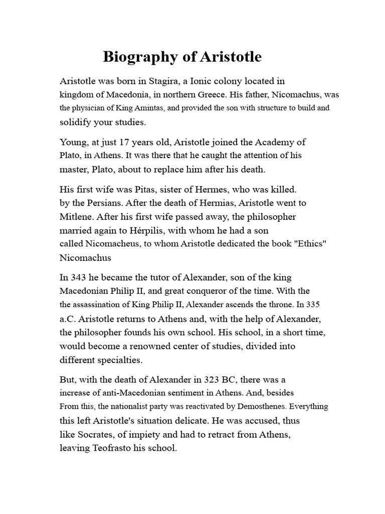 Biography of Aristotle | PDF