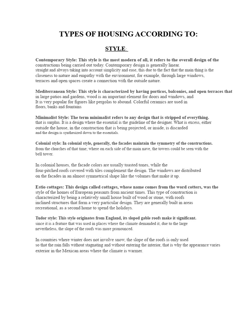 Types of Housing According To... | PDF | Roof | Apartment