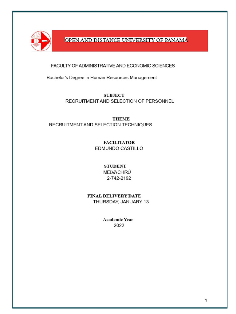 Recruitment and Selection Techniques (1) | PDF | Recruitment | Human ...