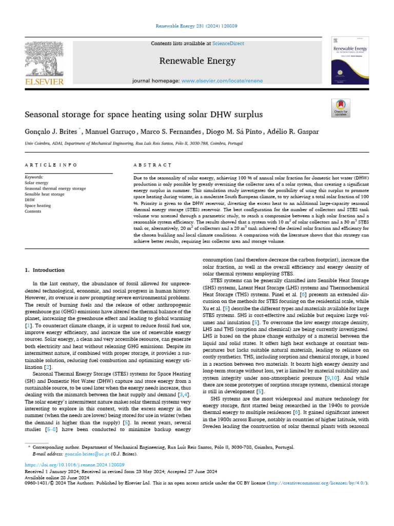 Seasonal Storage for Space Heating Using Solar DHW Surp 2024 Renewable ...