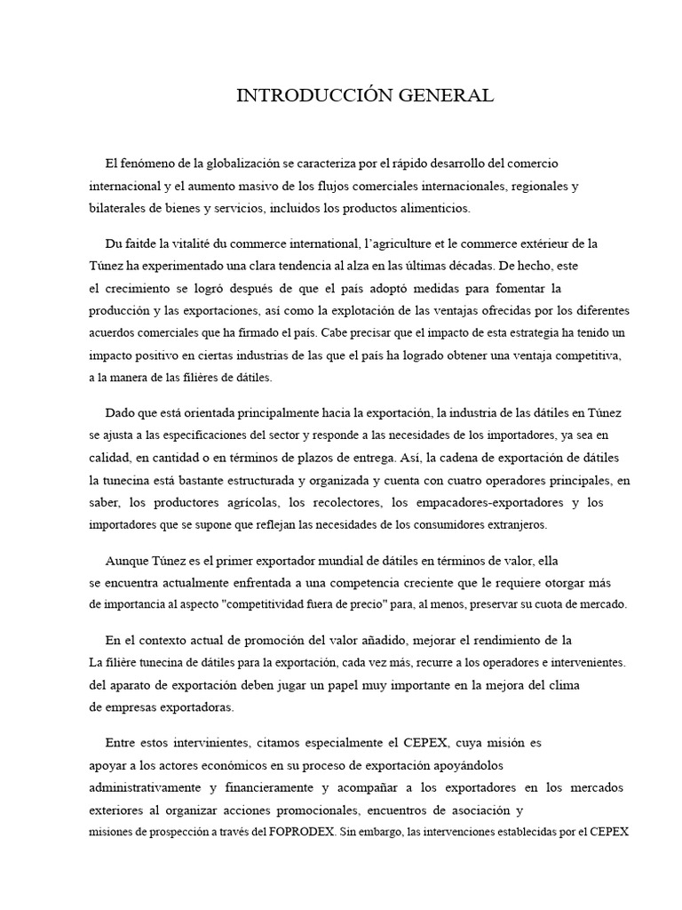 INTRODUCCIÓN GENERAL Pfe | PDF | Túnez | Exportaciones