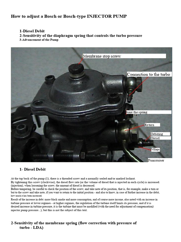 Adjusting Bosch Injector Pump Settings | PDF | Diesel Engine | Fuel ...