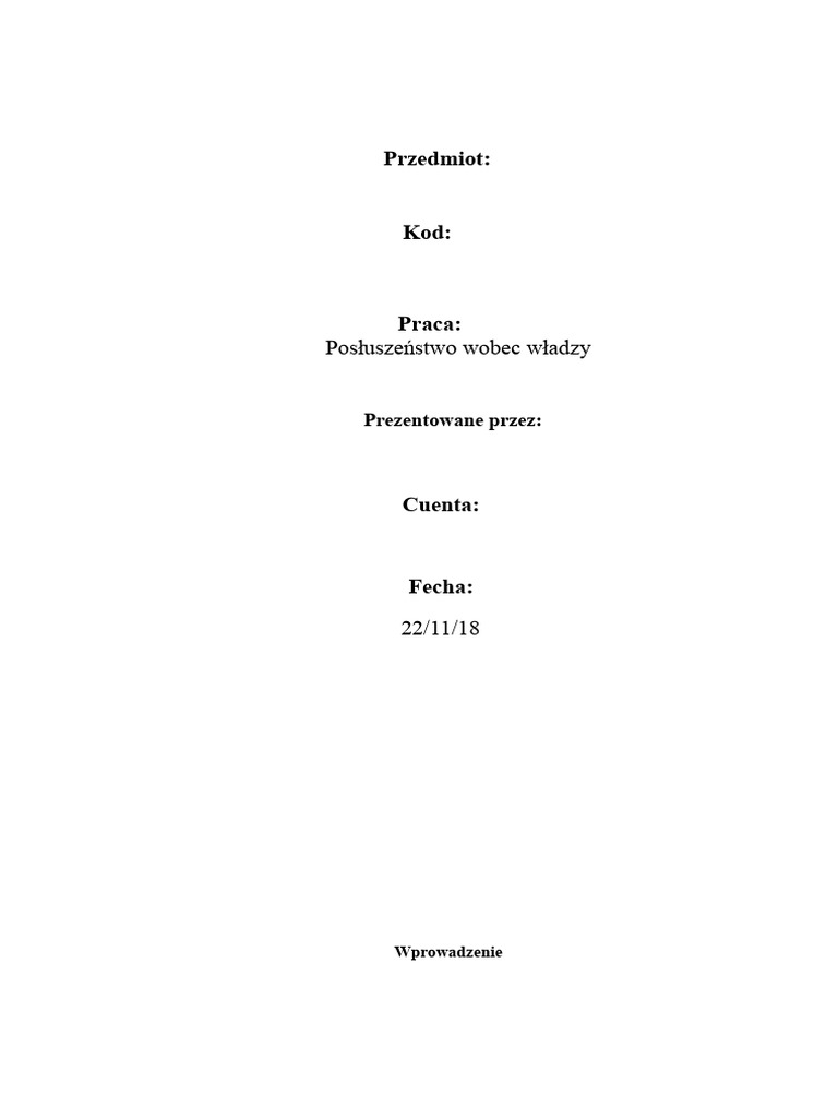 Posłuszeństwo Wobec Władzy | PDF