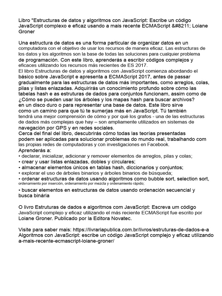 Estructuras de datos y algoritmos con JavaScript_ Escribe un código ...