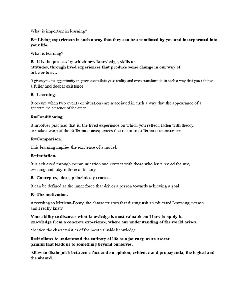 Learning To Learn Questionnaire | PDF | Knowledge | Learning