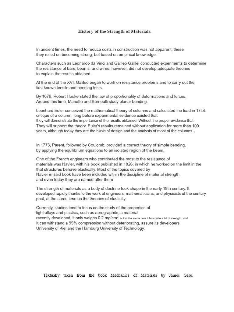 Evolution of Strength of Materials | PDF | Bending | Applied And Interdisciplinary Physics