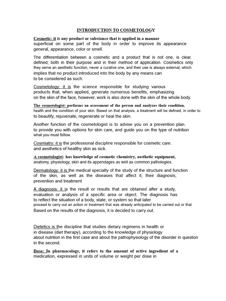 Introduction To Cosmetology | PDF | Pathology | Embryo