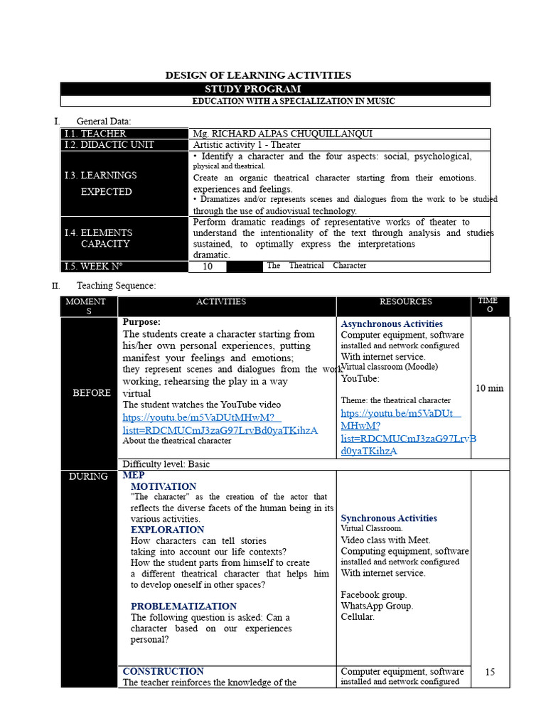 SESSION 10 Theatrical Character | PDF | Learning | Cognitive Science
