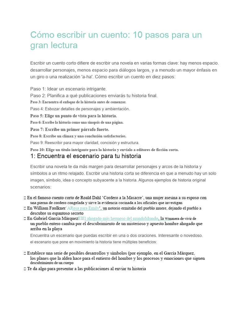 Escribiendo Un Cuento Corto | PDF | Cuentos | Narración