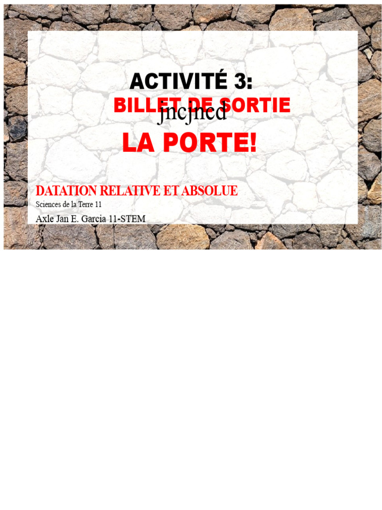 DATATION RELATIVE ET ABSOLUE SCIENCE DE LA TERRE 11 | PDF | Géologie ...
