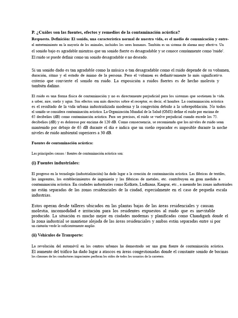 contaminación acústica | PDF | ruido | Sonido