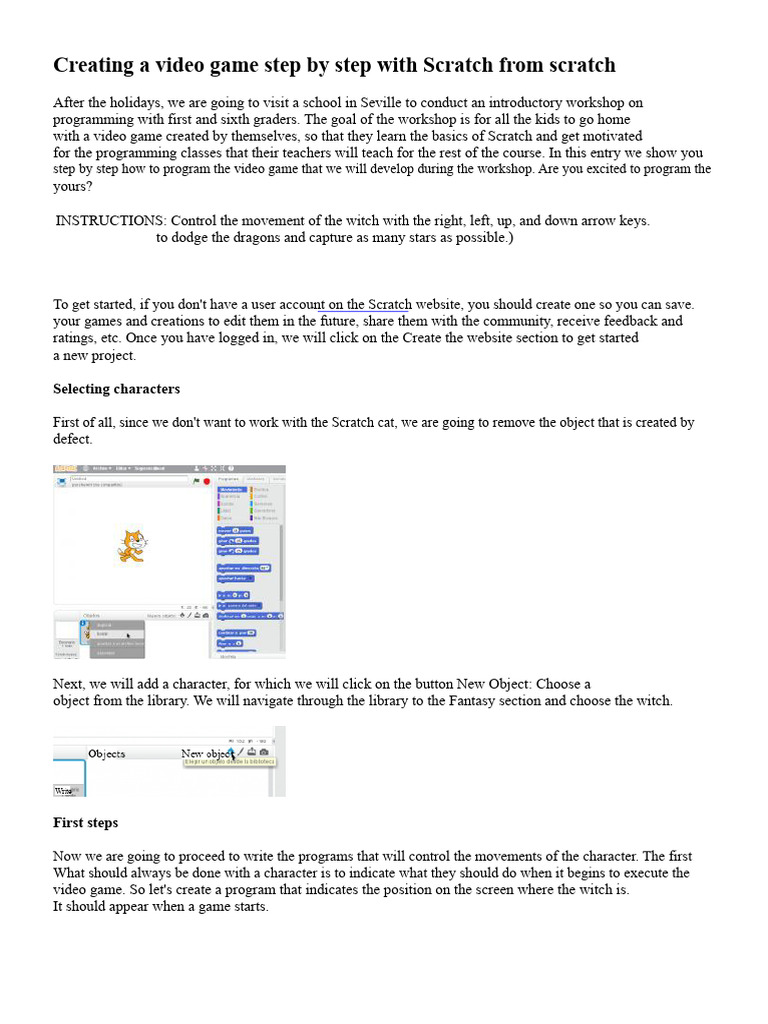 Creating a Video Game Step by Step with Scratch from Scratch | PDF ...