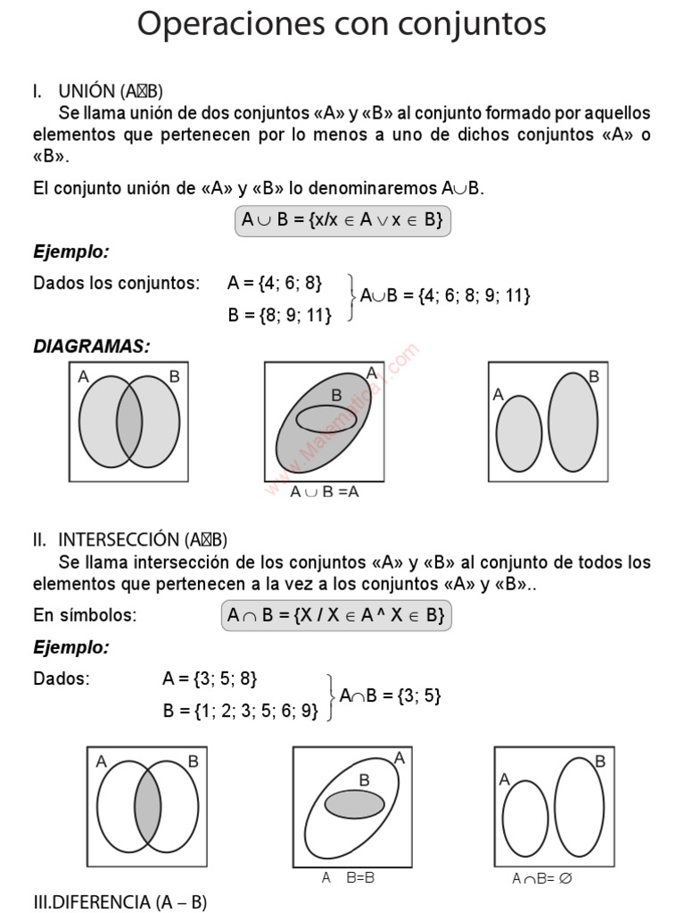 Operaciones con Conjuntos: Unión e Intersección | PDF | Idioma en ...