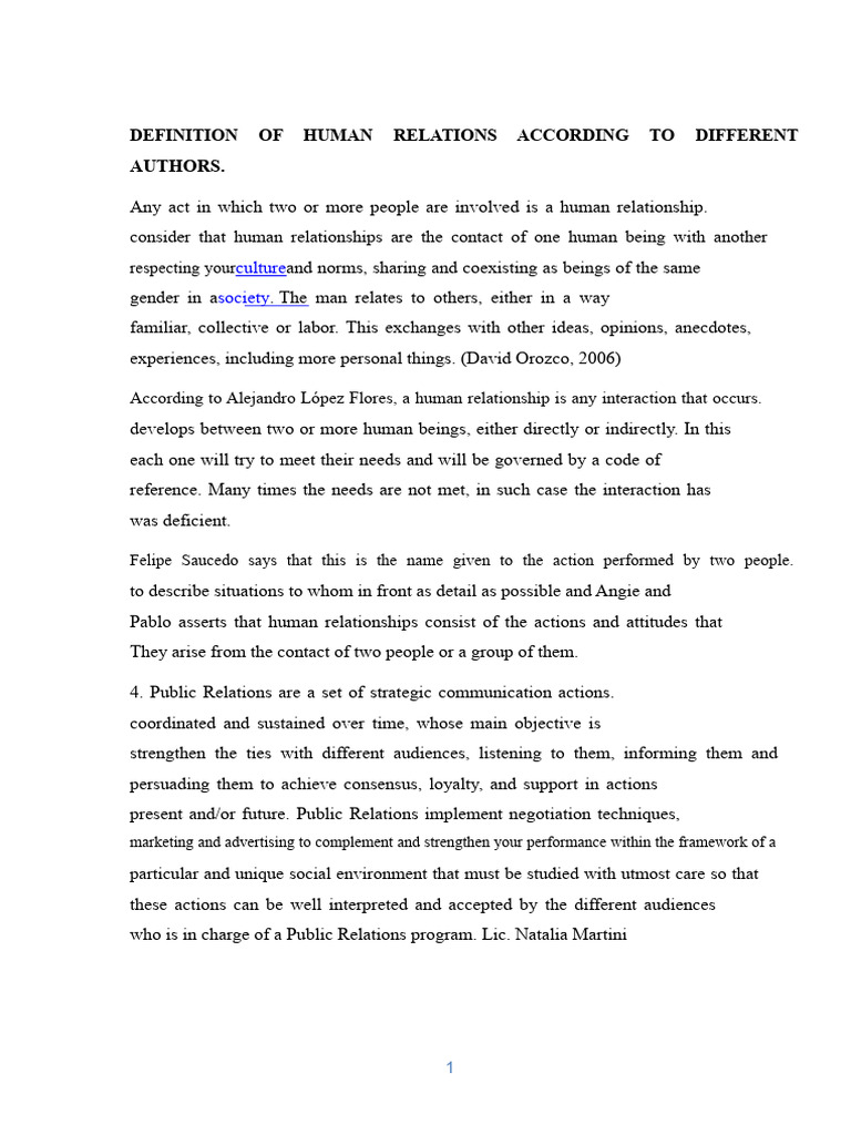 Definition of Human Relations According To Different Authors | PDF ...