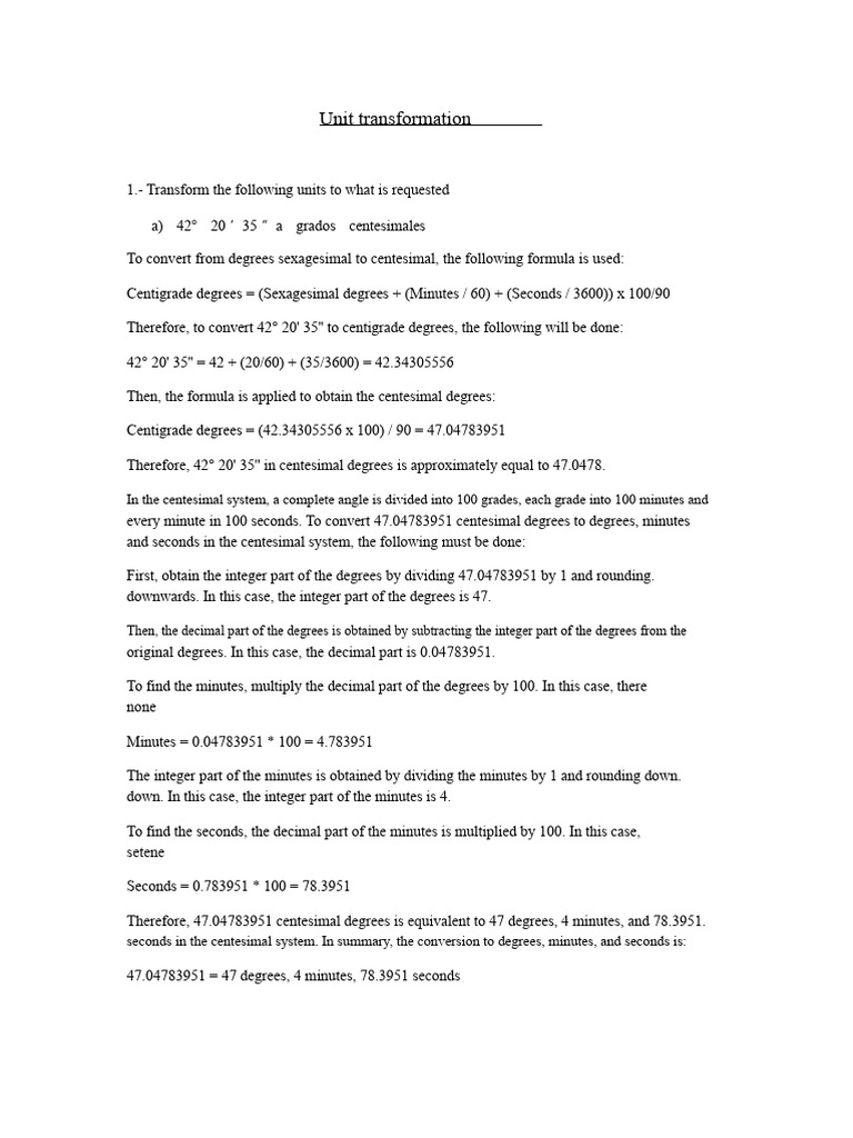 Conversion exercises 2 | PDF | Pi | Geometric Measurement