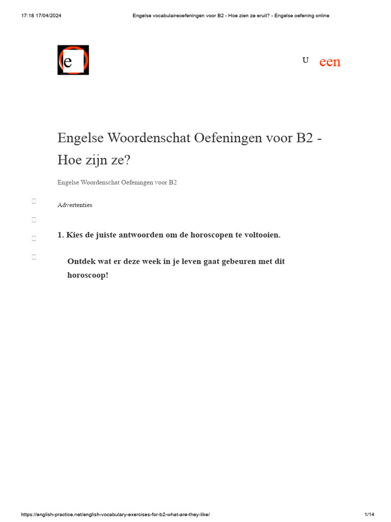 Engelse Woordenschat Oefeningen Voor B2 - Hoe Zien Ze Eruit? - Engelse ...