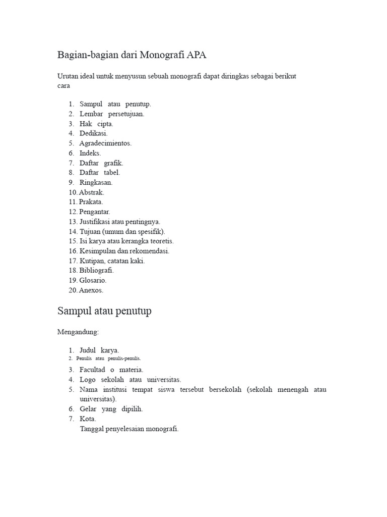 Bagian-Bagian Dari Monografi APA | PDF