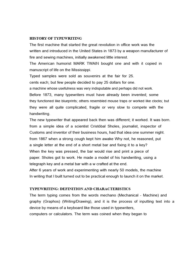History of Typing | PDF | Typewriter | Computer Keyboard