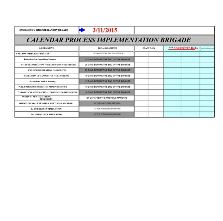 Emergency Brigade Schedule | PDF