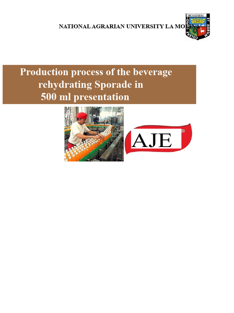 Production Process of The Rehydration Drink Sporade | PDF