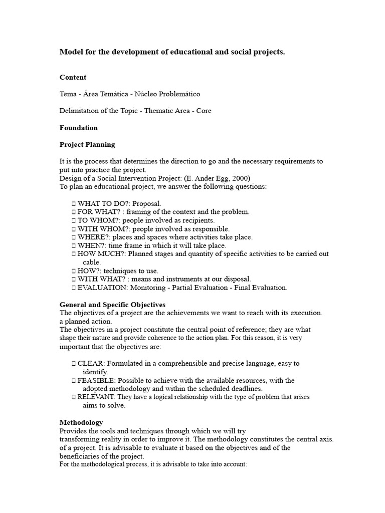 Educational and Social Project Development Guide | PDF | Methodology ...