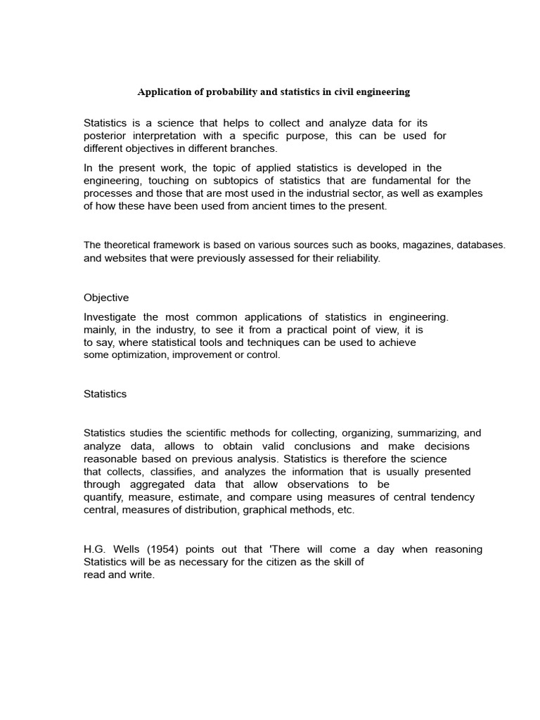Statistics in Civil Engineering Applications | PDF | Statistics | Data