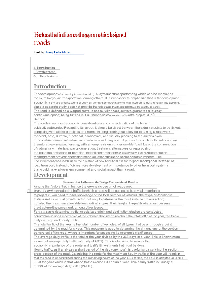 Factors That Influence The Geometric Design of Roads | PDF | Road ...