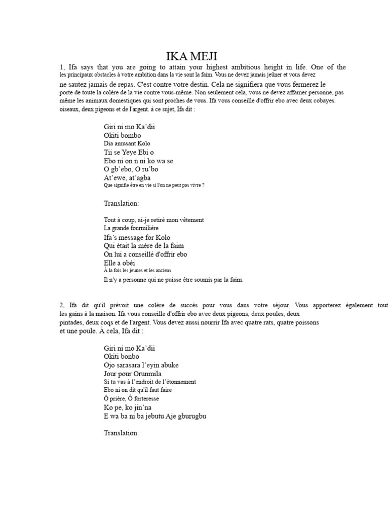 Conseils Ifa pour l'Ebo et la Prospérité | PDF